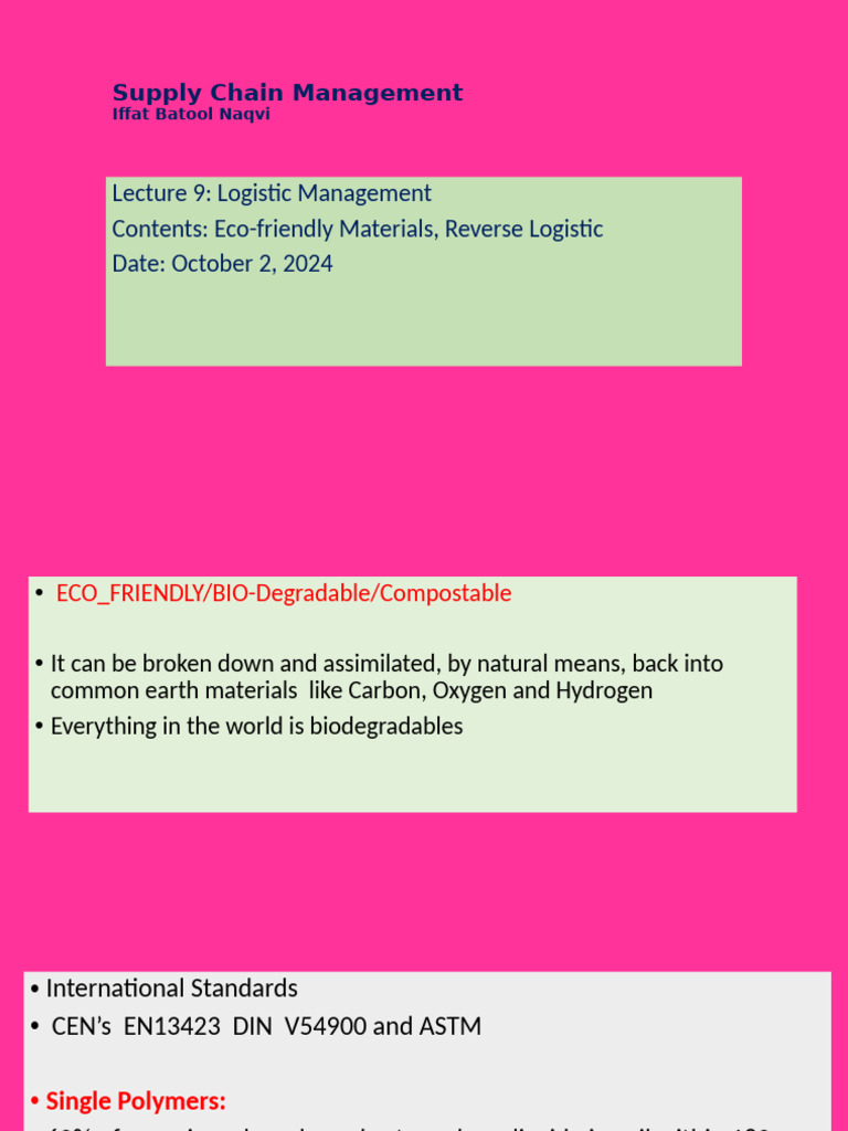 Lec9 SCM 2024 Logistics | PDF