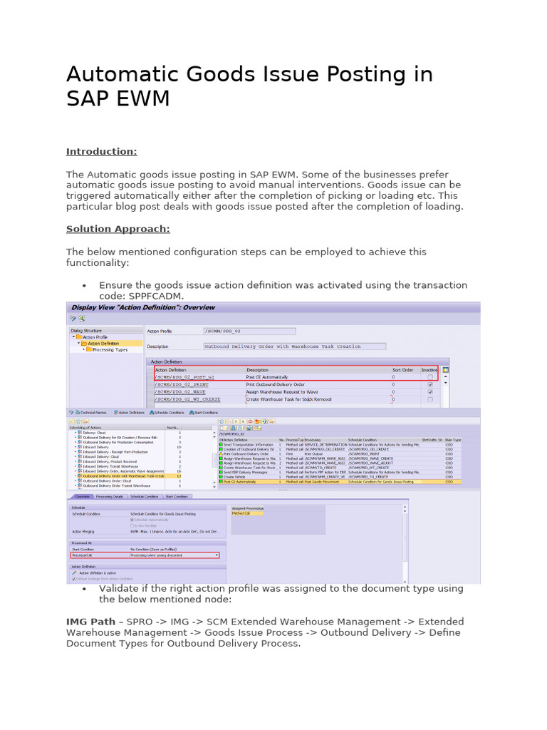 Automatic Goods Issue Posting in SAP EWM | PDF