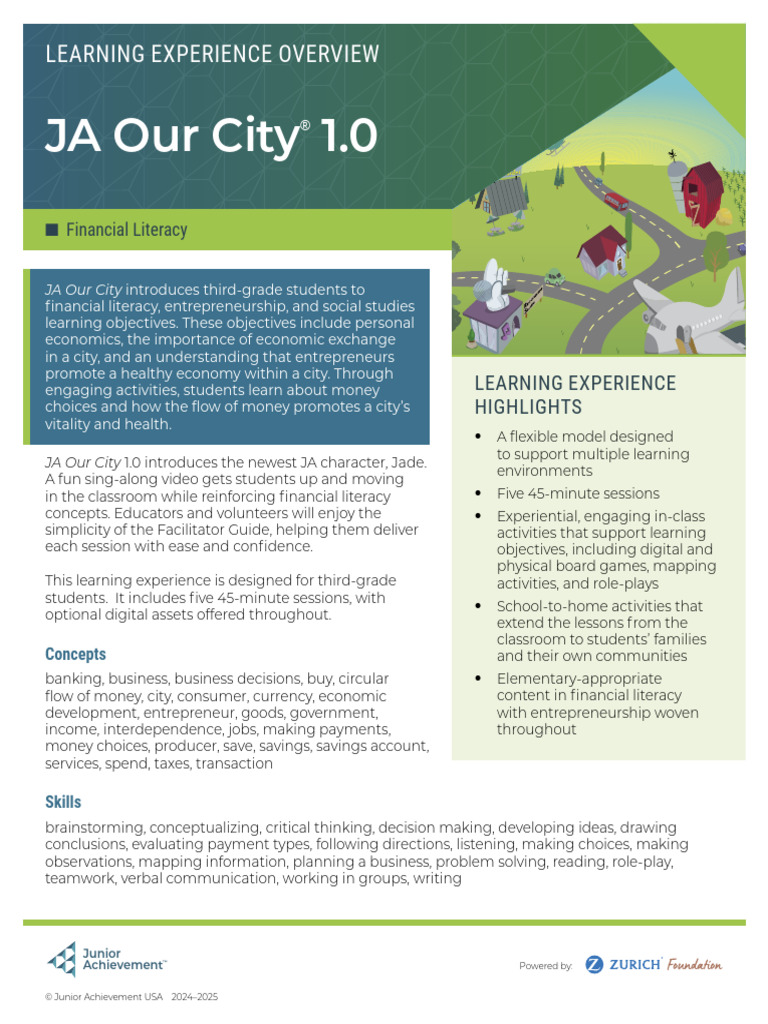 JA Our City Overview 24-25 | PDF | Entrepreneurship | Financial Literacy