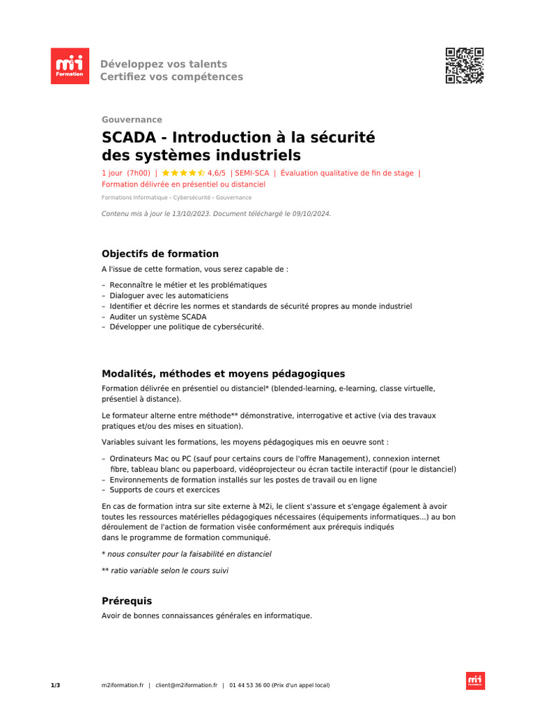 M2i Formation - SEMI-SCA - SCADA - Introduction À La Sécurité Des ...