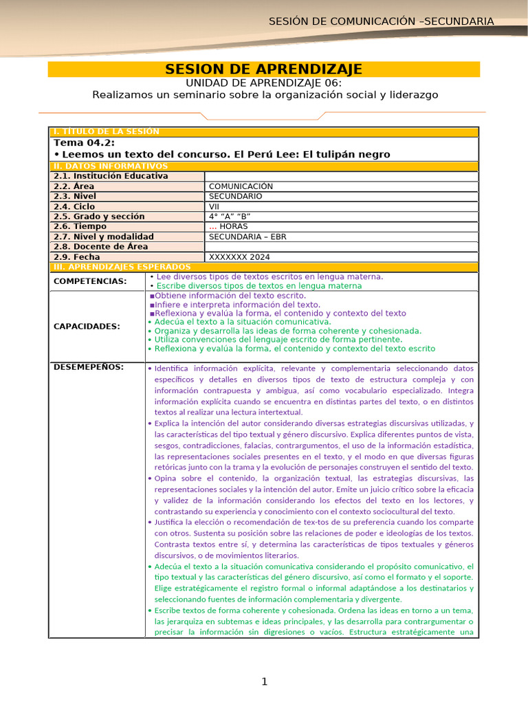 4° Sesion Actv 04.2 - Comunicación 2024 | PDF