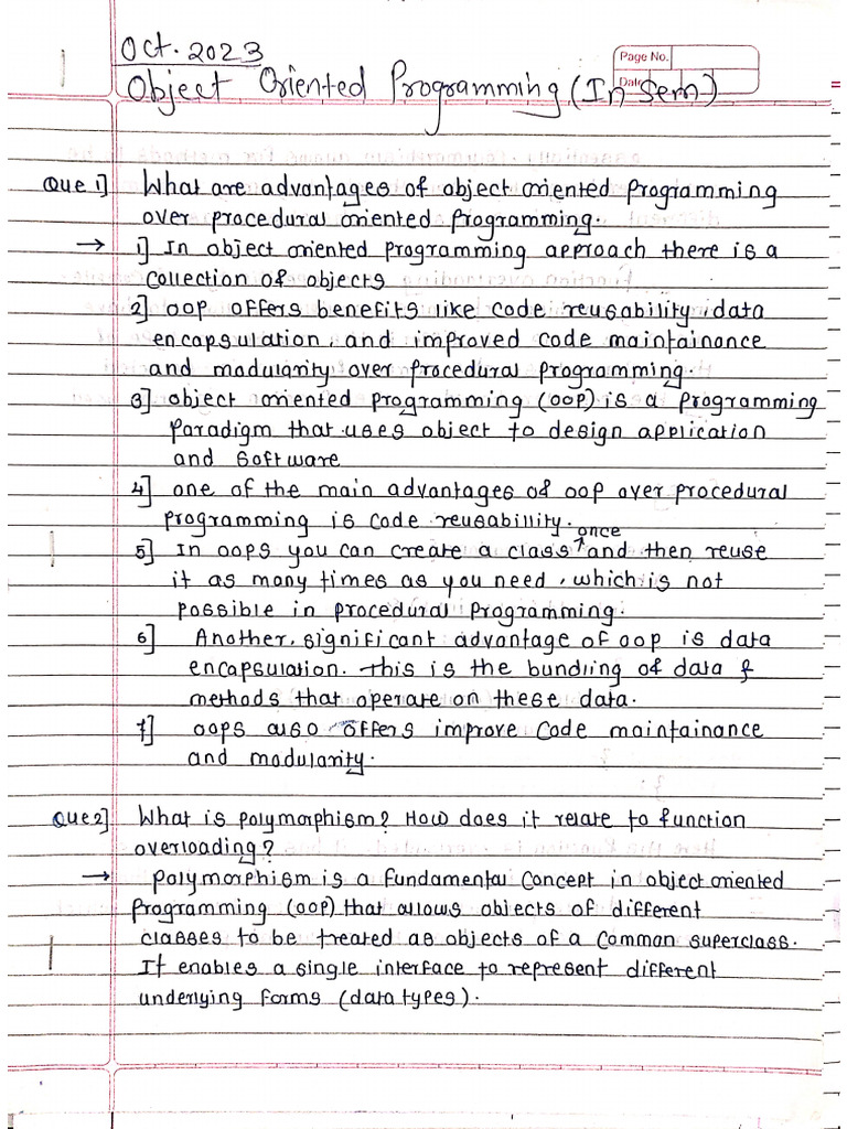 Oop - Insem Solved Question Paper - SNP | PDF