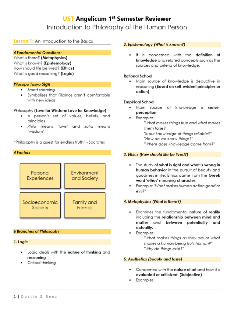Philo 1st Semester | PDF