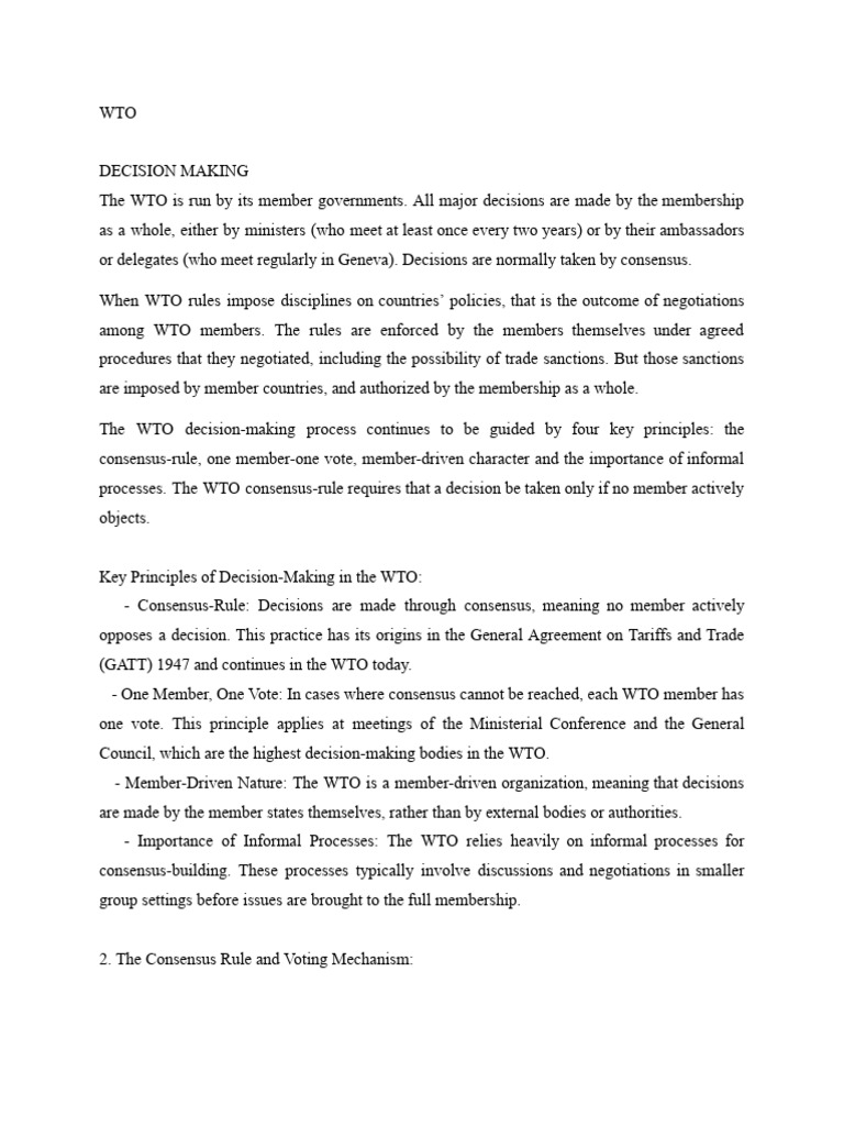 Wto Decision Making | PDF