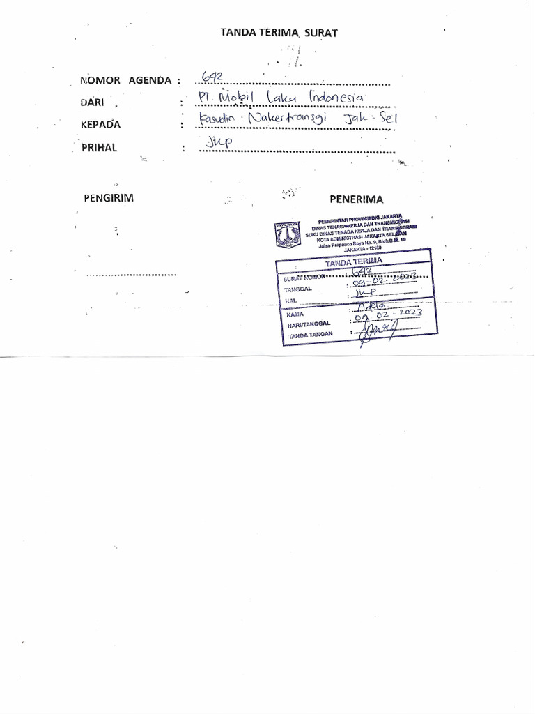 Tanda Terima Laporan PHK & Surat Perusahaan Ke Disnaker PT MLI - 92 | PDF