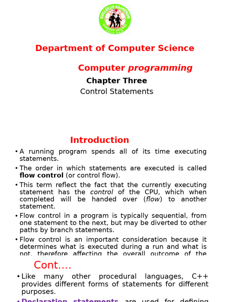 Department of Computer Science Computer: Programming | PDF