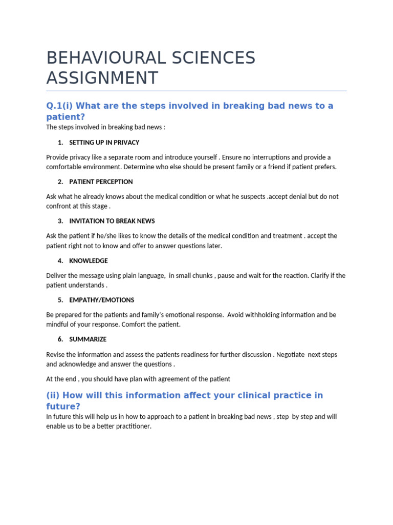Behavioural Sciences Assignment | PDF