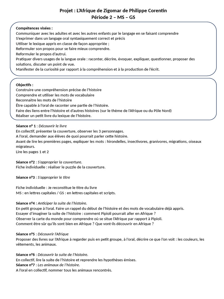 Projet L'afrique de Zigomar | PDF