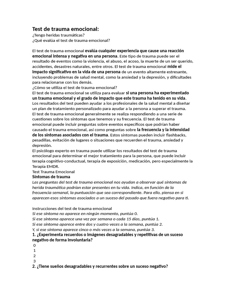Test de trauma emocional | PDF