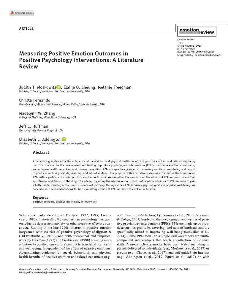 Positive Emotion | PDF