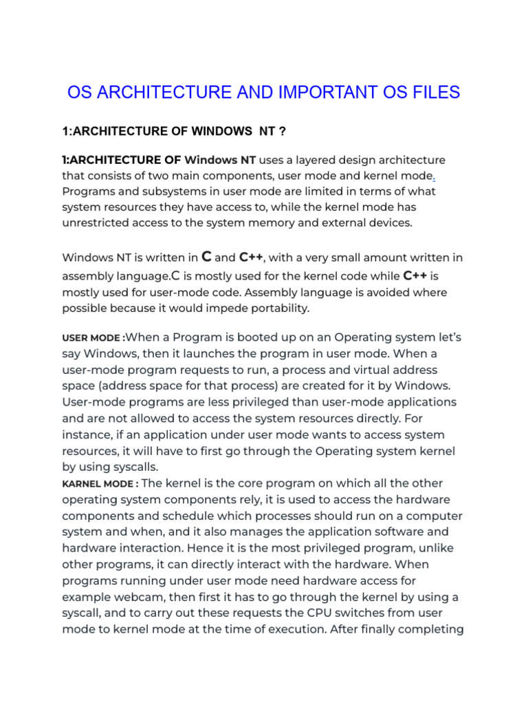 Os Architecture and Important Os Files | PDF
