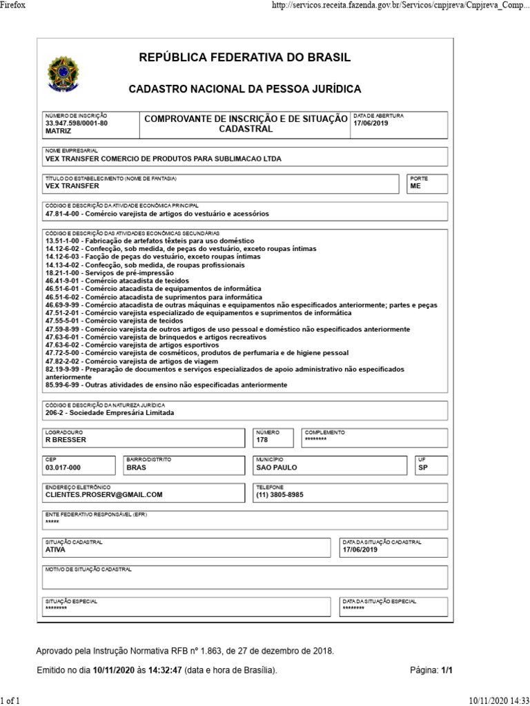 Vex Transfer CNPJ | PDF