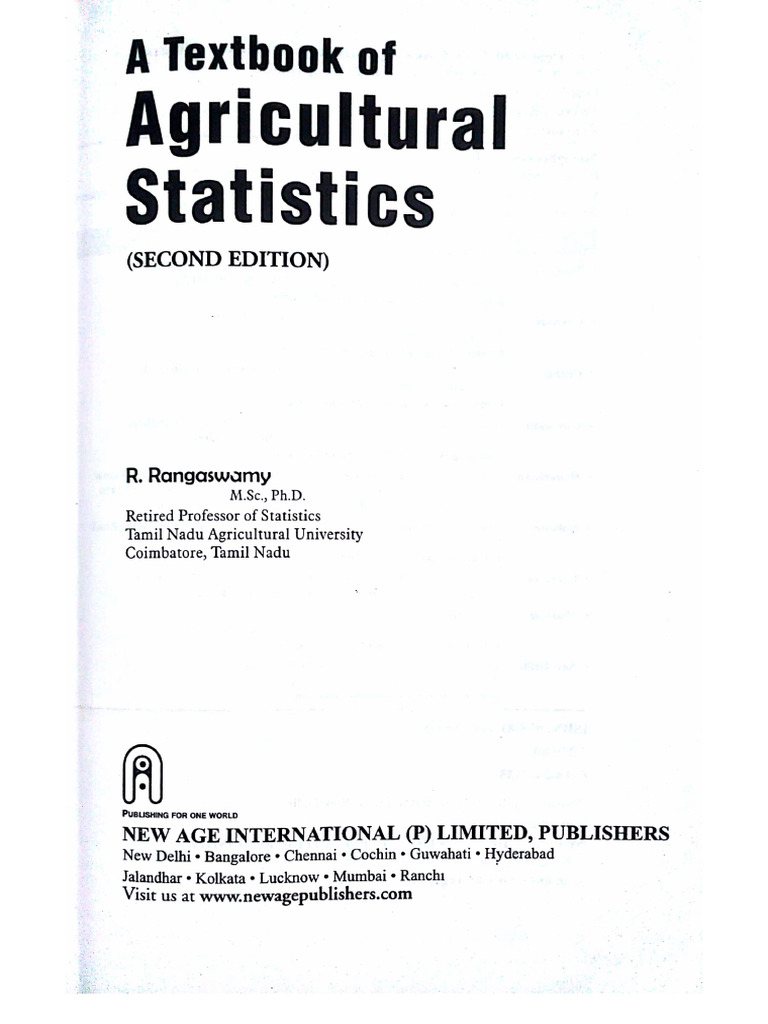 Agricultural Statistics R Rangaswamy | PDF