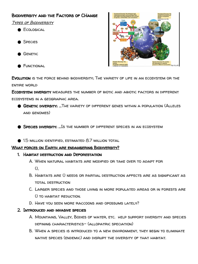 Biodiversity Student Notes | PDF