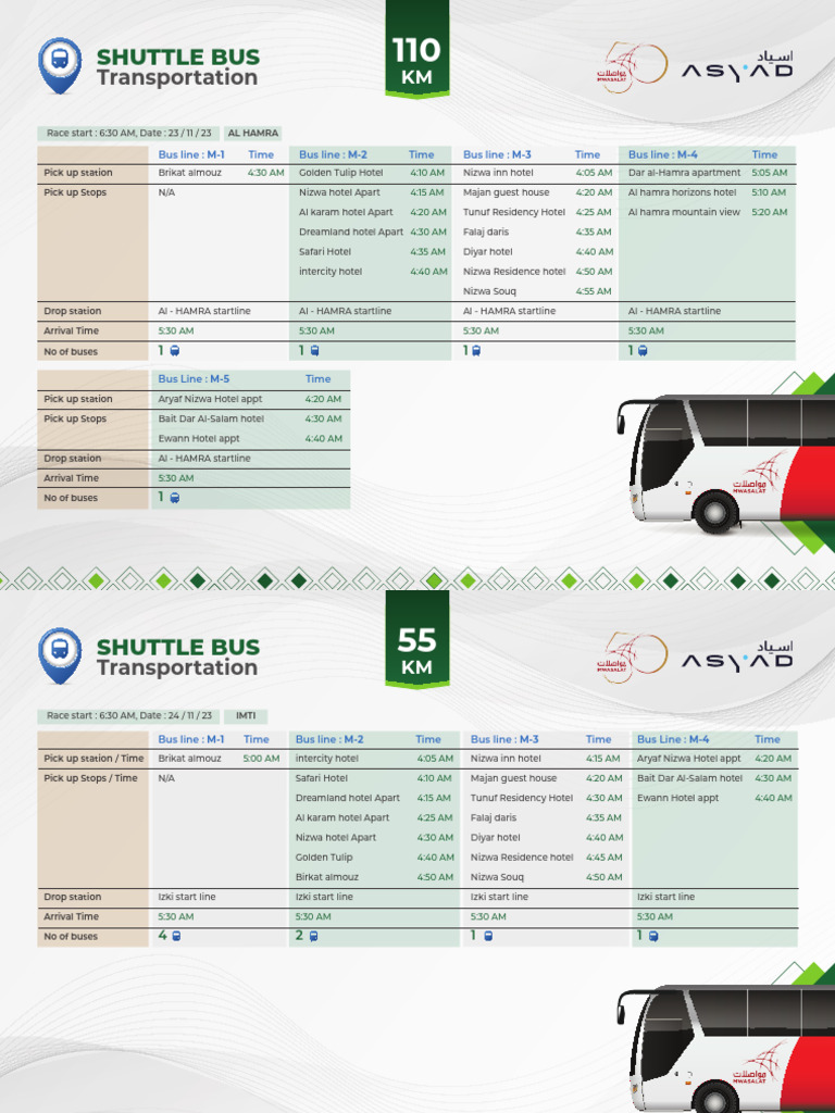 Al Hamra Bus Timetable and Shuttle Info | PDF | Bus | Commercial Vehicles