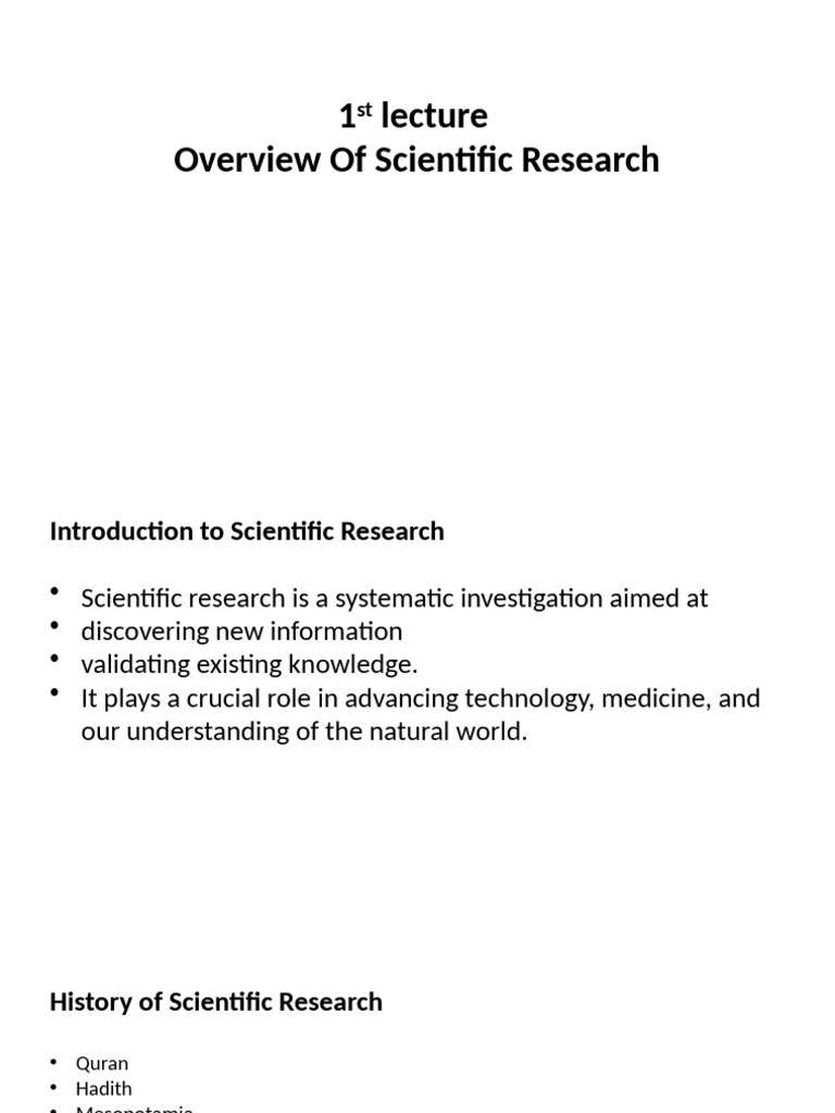 Overview and Histroy of Scientific Research | PDF