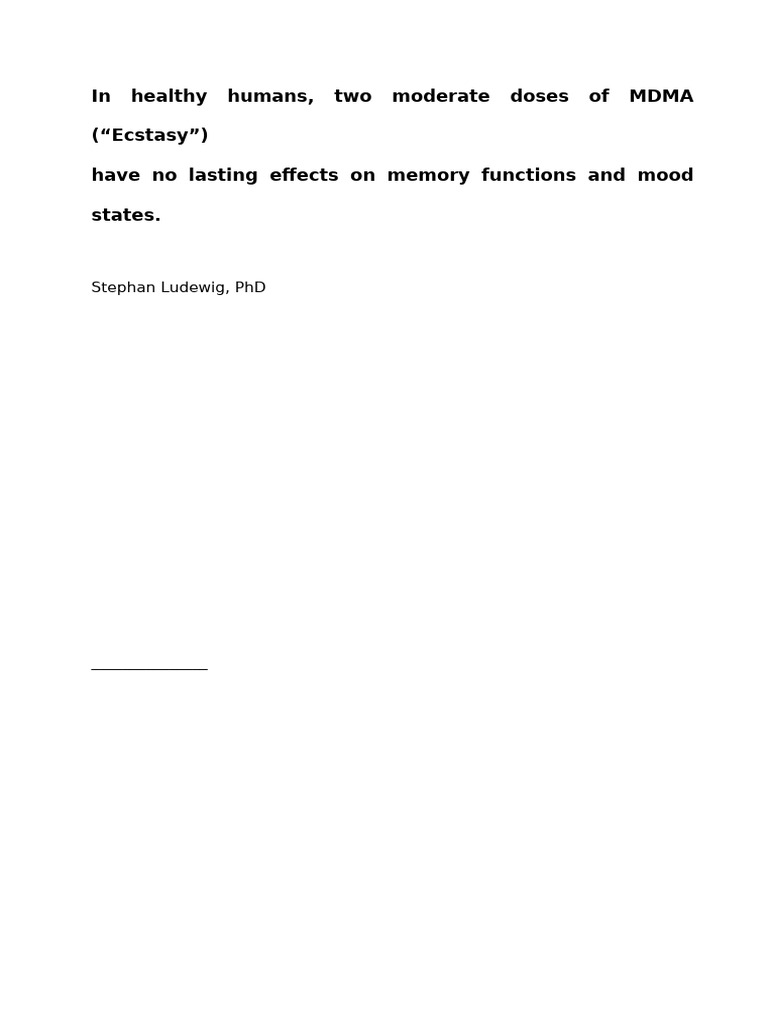 Mdma & Memory | PDF | Mdma | Self-Improvement