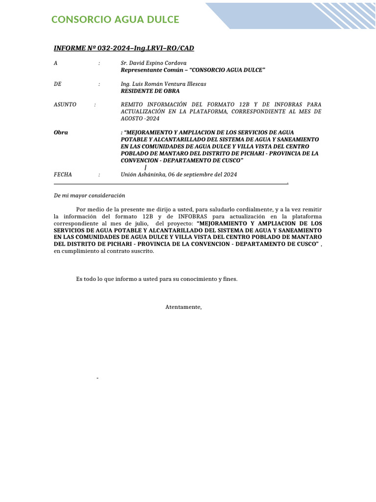 INFORME 32 - Infobras y Fromato 12b AGOSTO | PDF