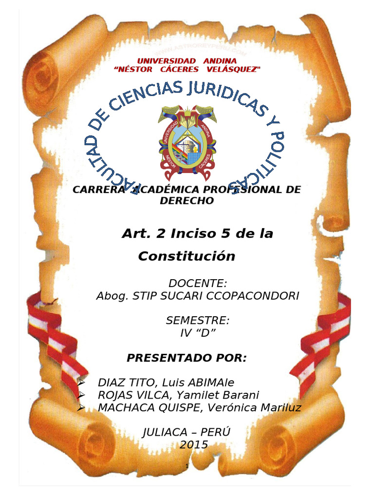Articulo 2 Inciso 5 de La Constitucion Politica Del Peru | PDF