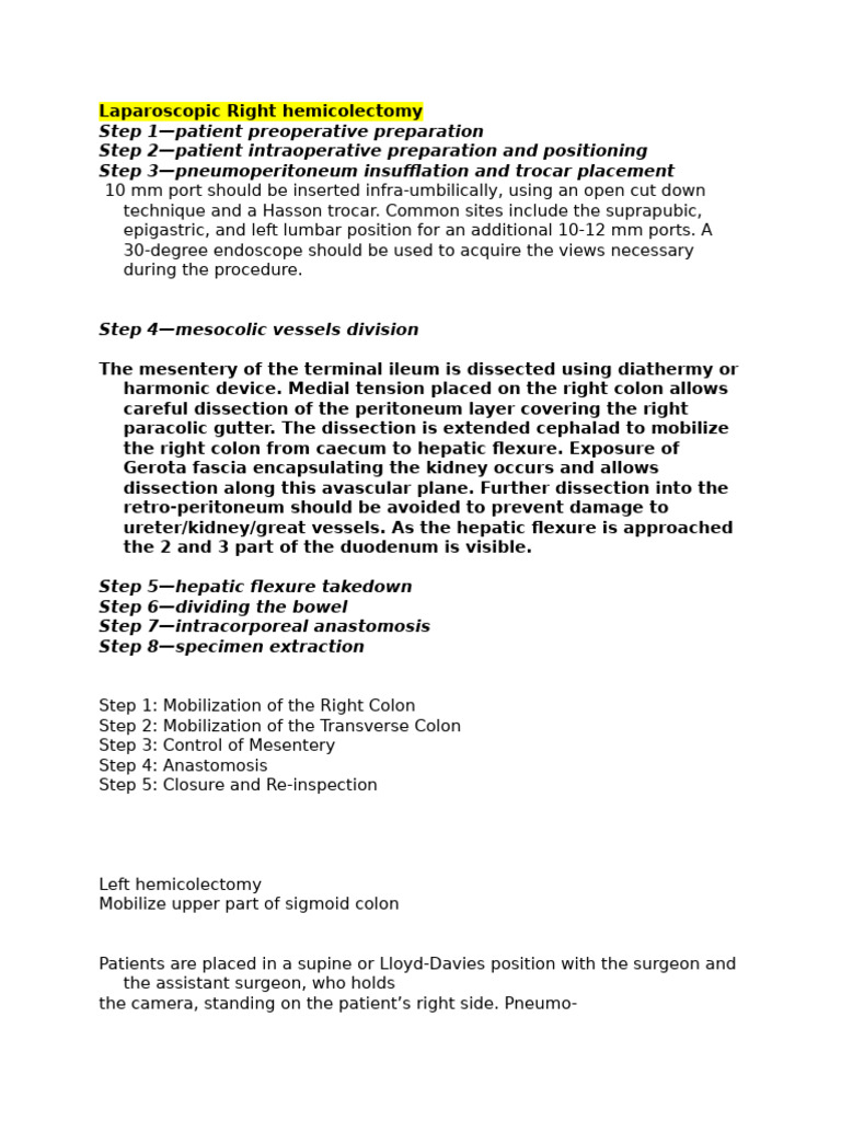 Laparoscopic Right Hemicolectomy Pdf