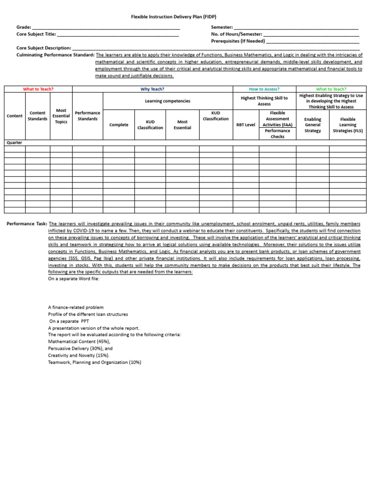 2020 GenMath - Flexible Instruction Delivery Plan Template ...