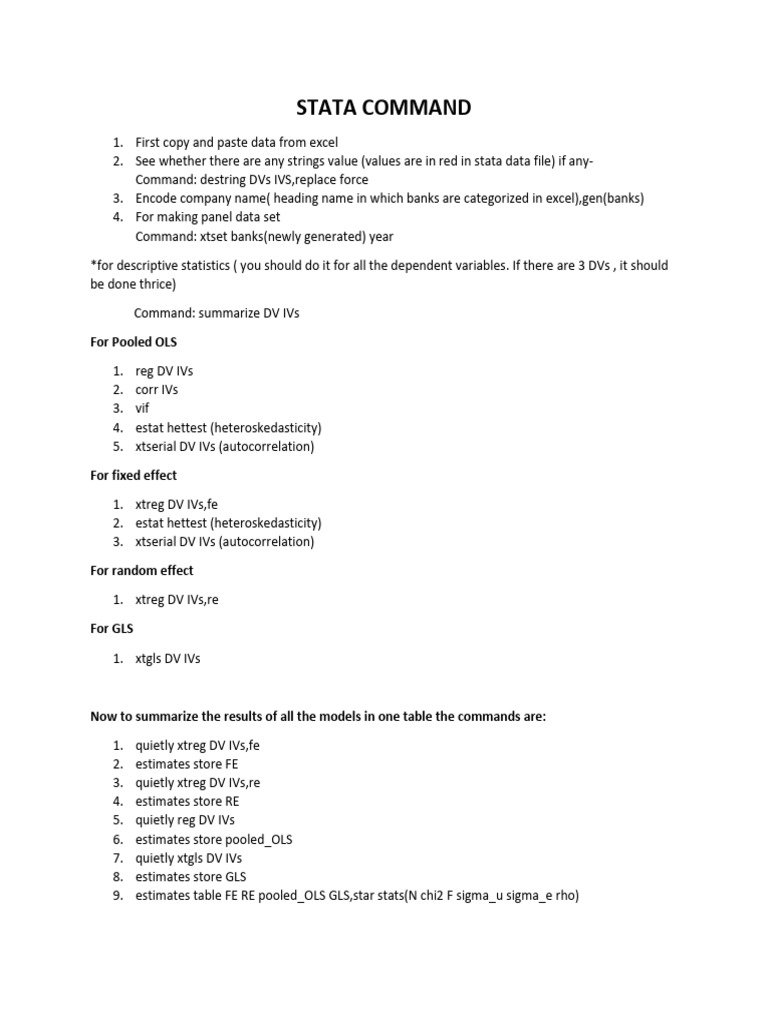 STATA Command | PDF