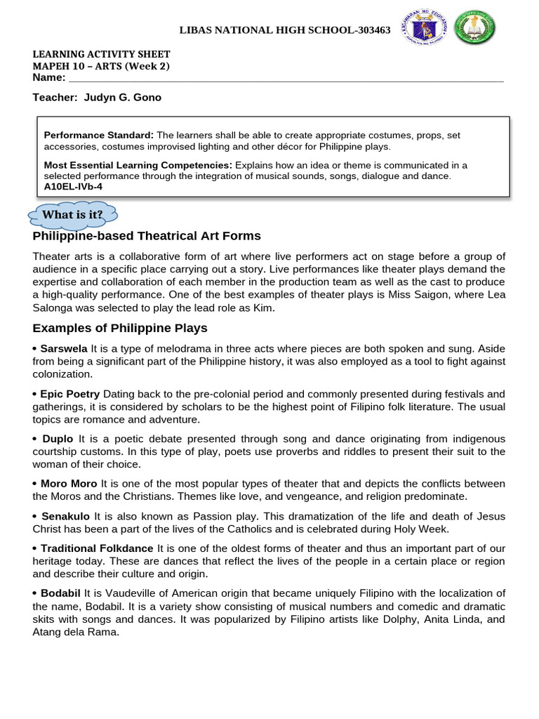 Learning Activity Sheet Grade 11 | PDF