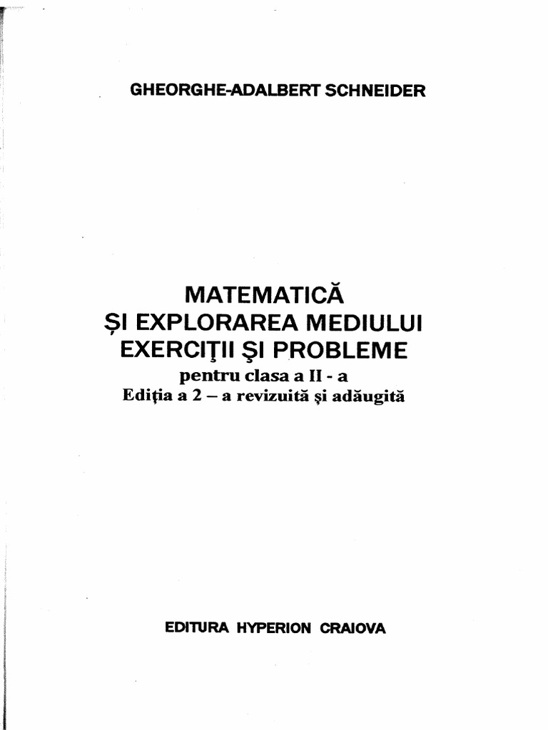 Matematica Si Explorarea Mediului Exercitii Si Probleme Pentru Clasa A ...