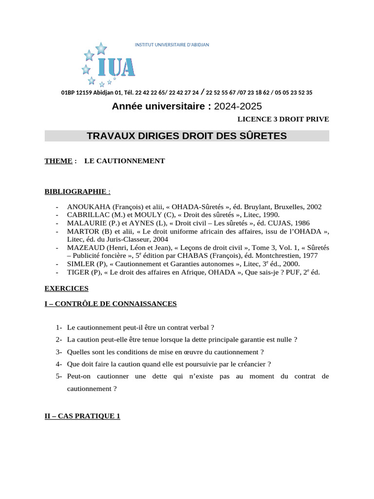 Fiche 1 Le Cautionnement-1 | PDF