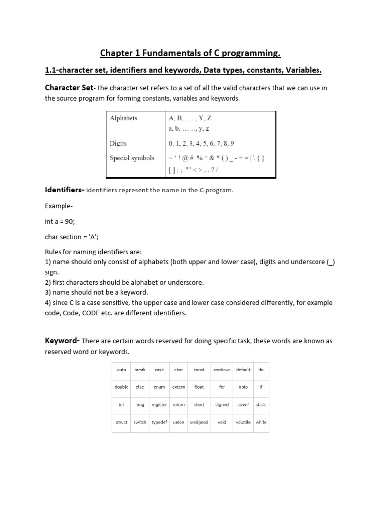 Chapter 1 Fundamentals of C Programming | PDF Chapter 1 Fundamentals of C Programming | PDF