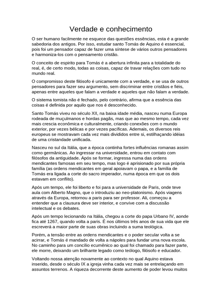 Verdade e Conhecimento | PDF