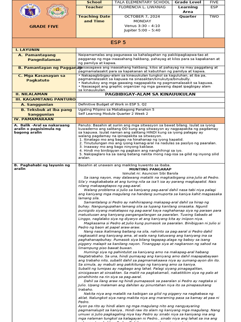 ESP Q2 - October 7 | PDF