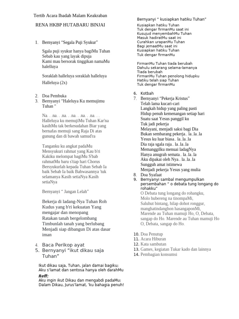 Tertib Acara Ibadah Malam Keakraban | PDF