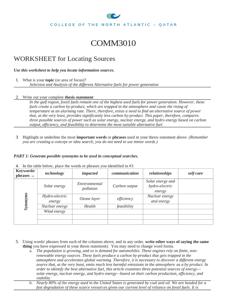 Worksheet-Locating-information-sources - Alternate - Fuels | PDF ...