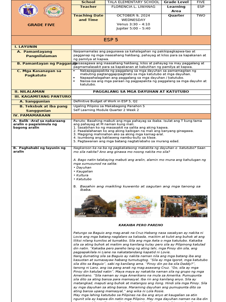 ESP Q2 - October 9 | PDF