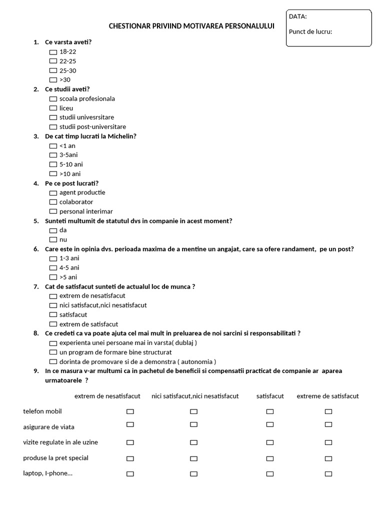 Chestionar Aplicat | PDF
