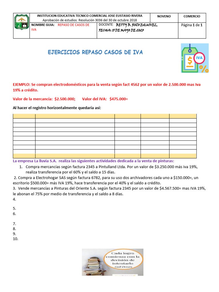 Valery Daniela Prieto Pacheco - Ejercicios Repaso Casos de Iva | PDF