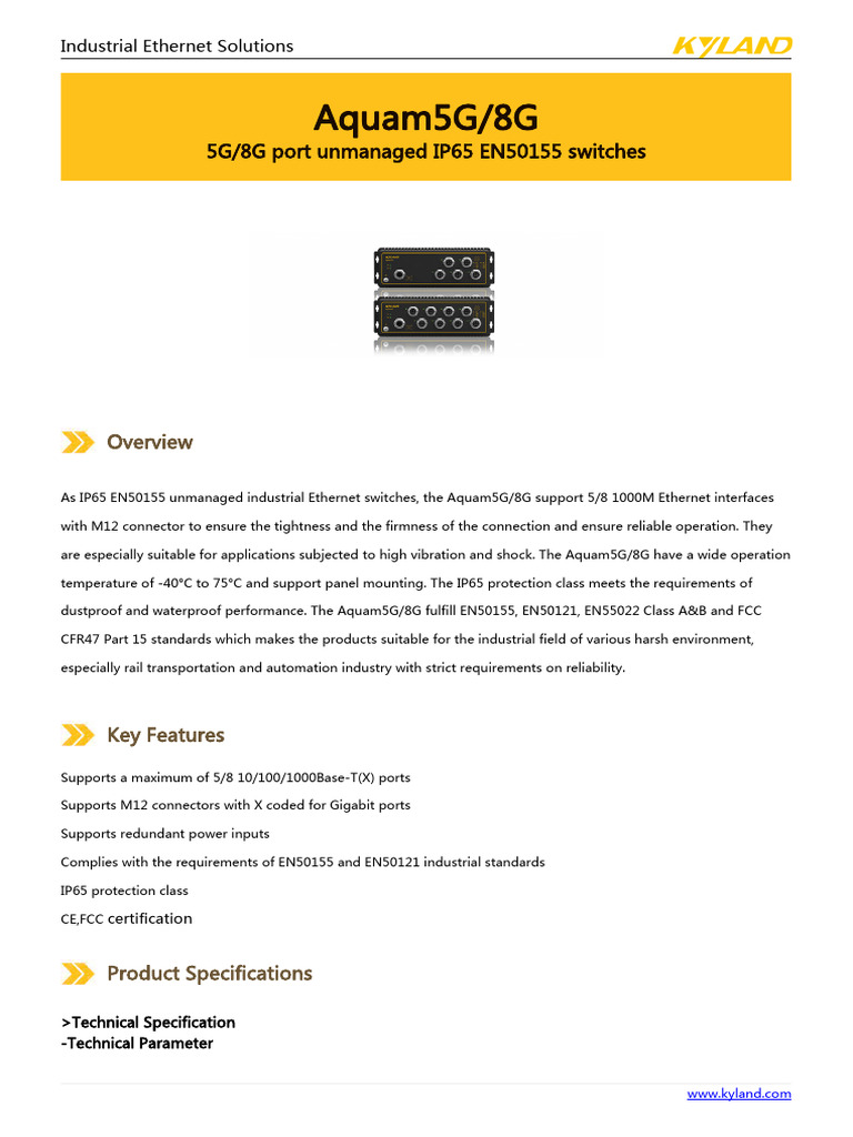 Kyland Aquam5G - 8G Datasheet EN | PDF