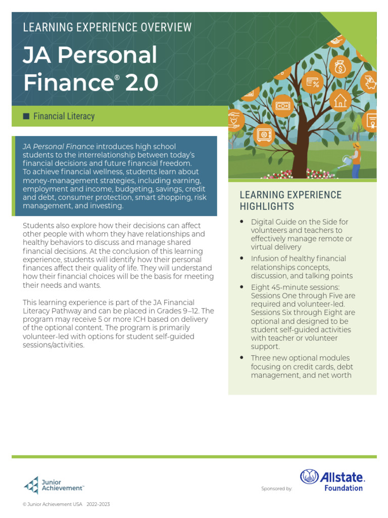 JA Personal Finance 2.0 Program Overview | PDF | Debt | Business