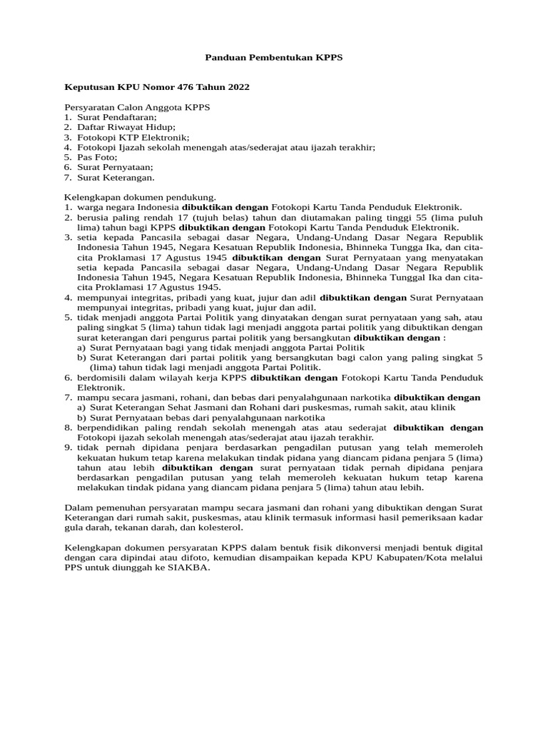 Panduan Pembentukan KPPS | PDF