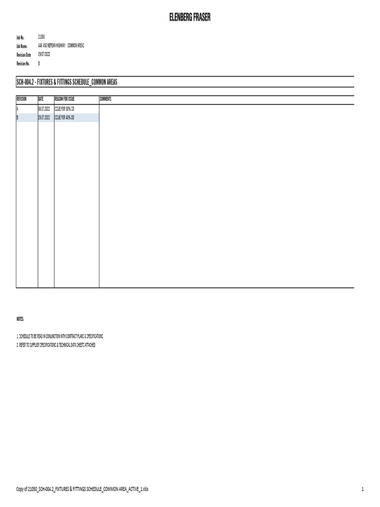 SCH-004.2 - Fixtures & Fittings Schedule - Common Area - Issued For 40 ...