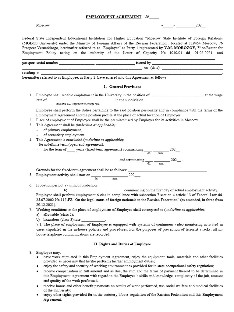 Employment Agreement Adm Staff | PDF | Employment | Salary
