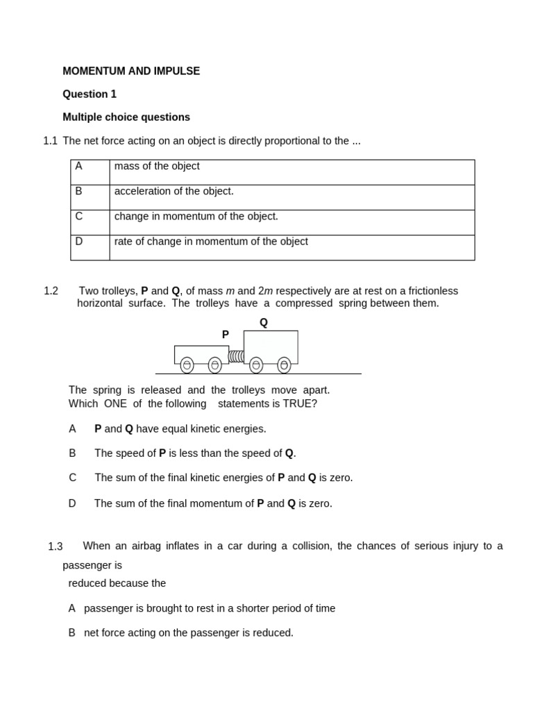 MOMENTUM AND IMPULSE Revision Material | PDF