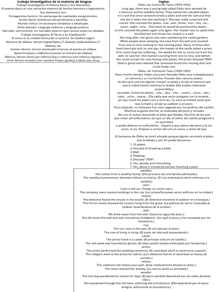 Trabajo Investigativo El Poema Épico y Sus Elementos El Poema Épico Es ...