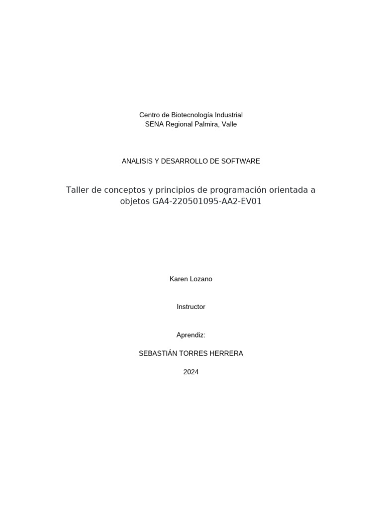 Taller De Conceptos Y Principios De Programación Orientada A Objetos Ga4 220501095 Aa2 Ev01