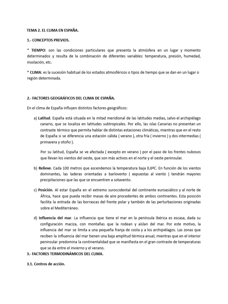 Tema 2 El Clima | PDF