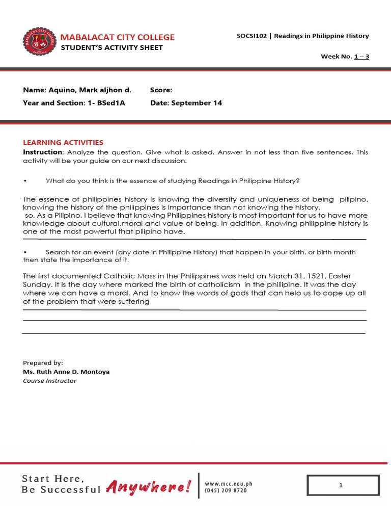 1. Student Activity Sheet SOCSCI102 | PDF