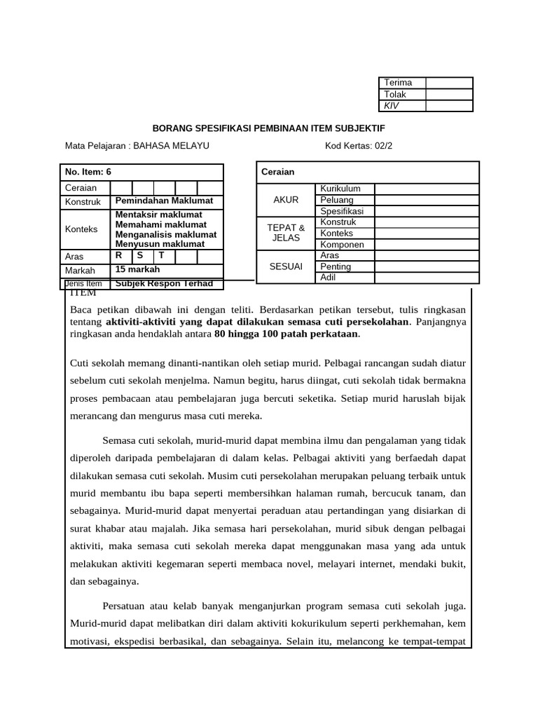Soalan Bahagian C Ringkasan | PDF