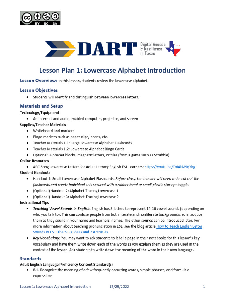 1.0 Lowercase Alphabet Introduction Lesson | PDF | English Language ...