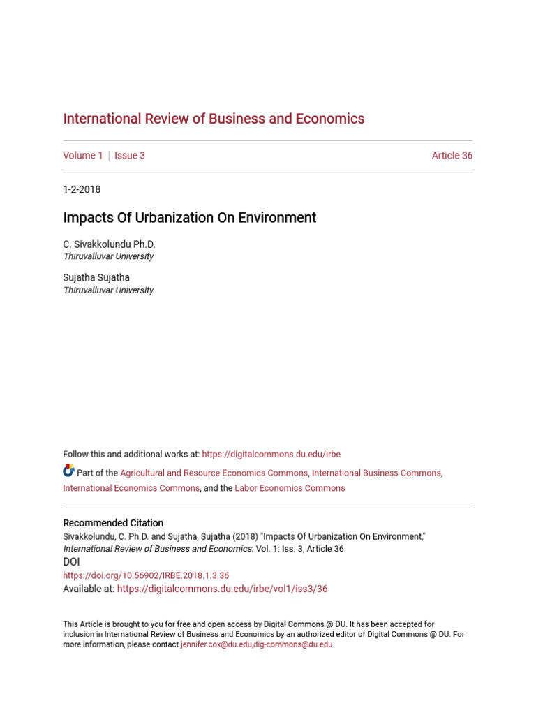 Impacts of Urbanization On Environment | PDF